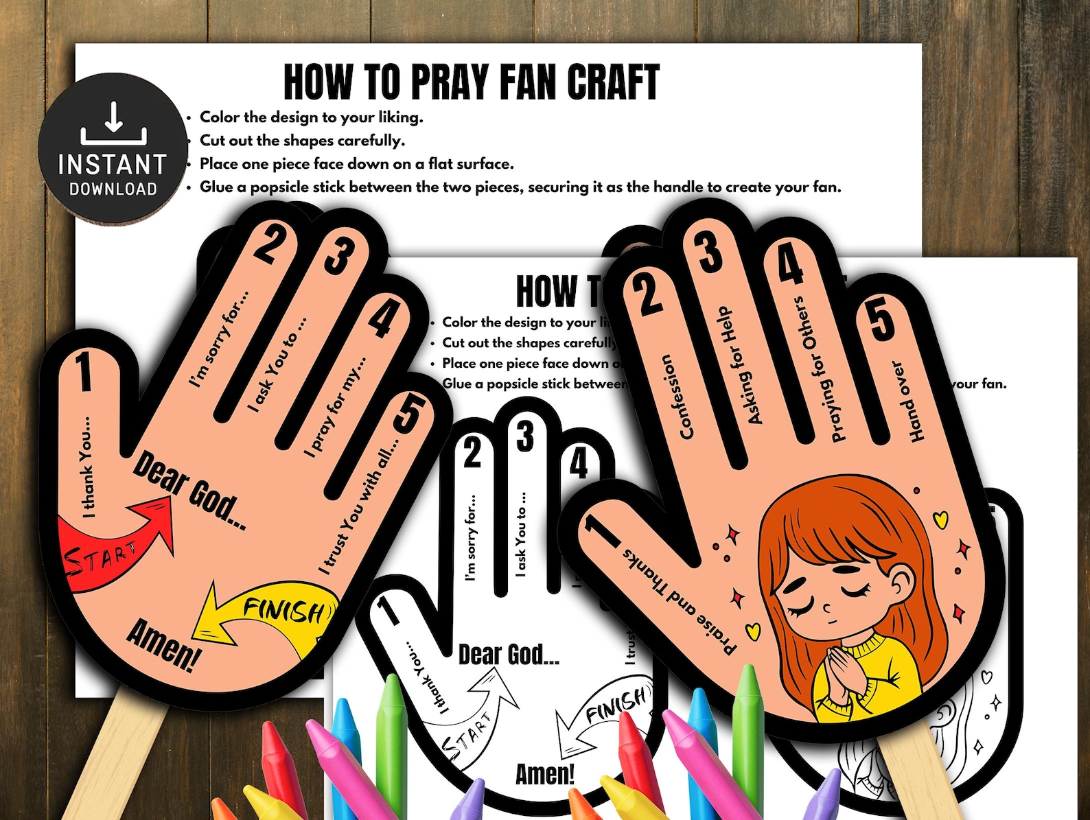 Learn to Pray Fan Craft, Bible Activity, Kids Bible Lesson, Memory Game ...