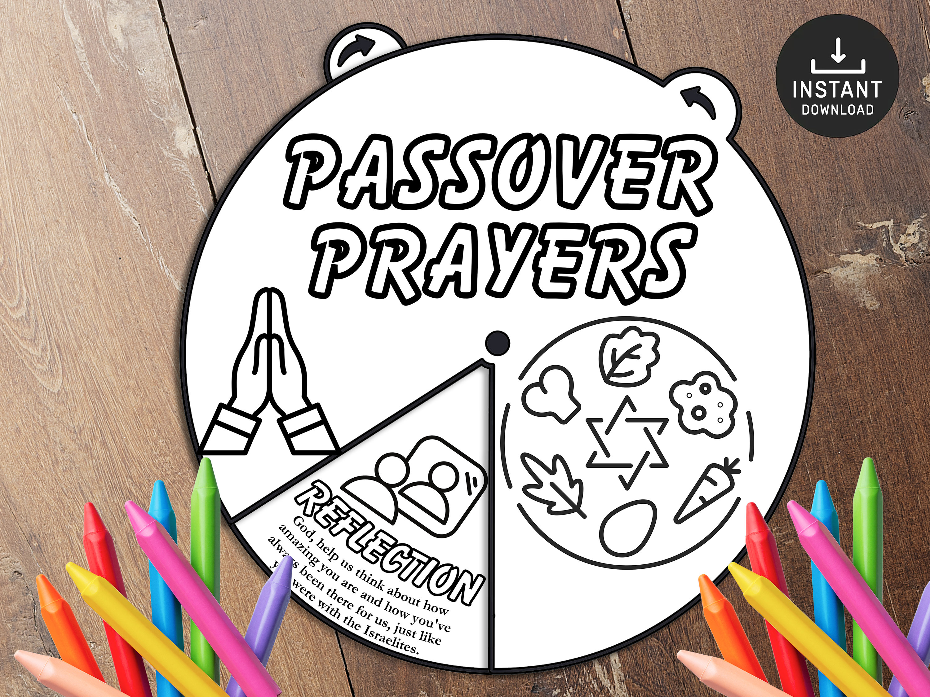 Passover Prayers Coloring Wheel, Passover Craft, Passover Activity ...