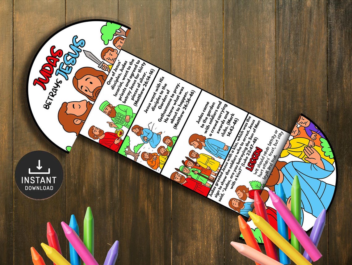 Judas Betrays Jesus Folding Surprise Bible Story Craft, Kids Bible ...