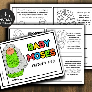 Moses Mini Book, Printable Bible Activity, Watercolor, Kids Bible ...
