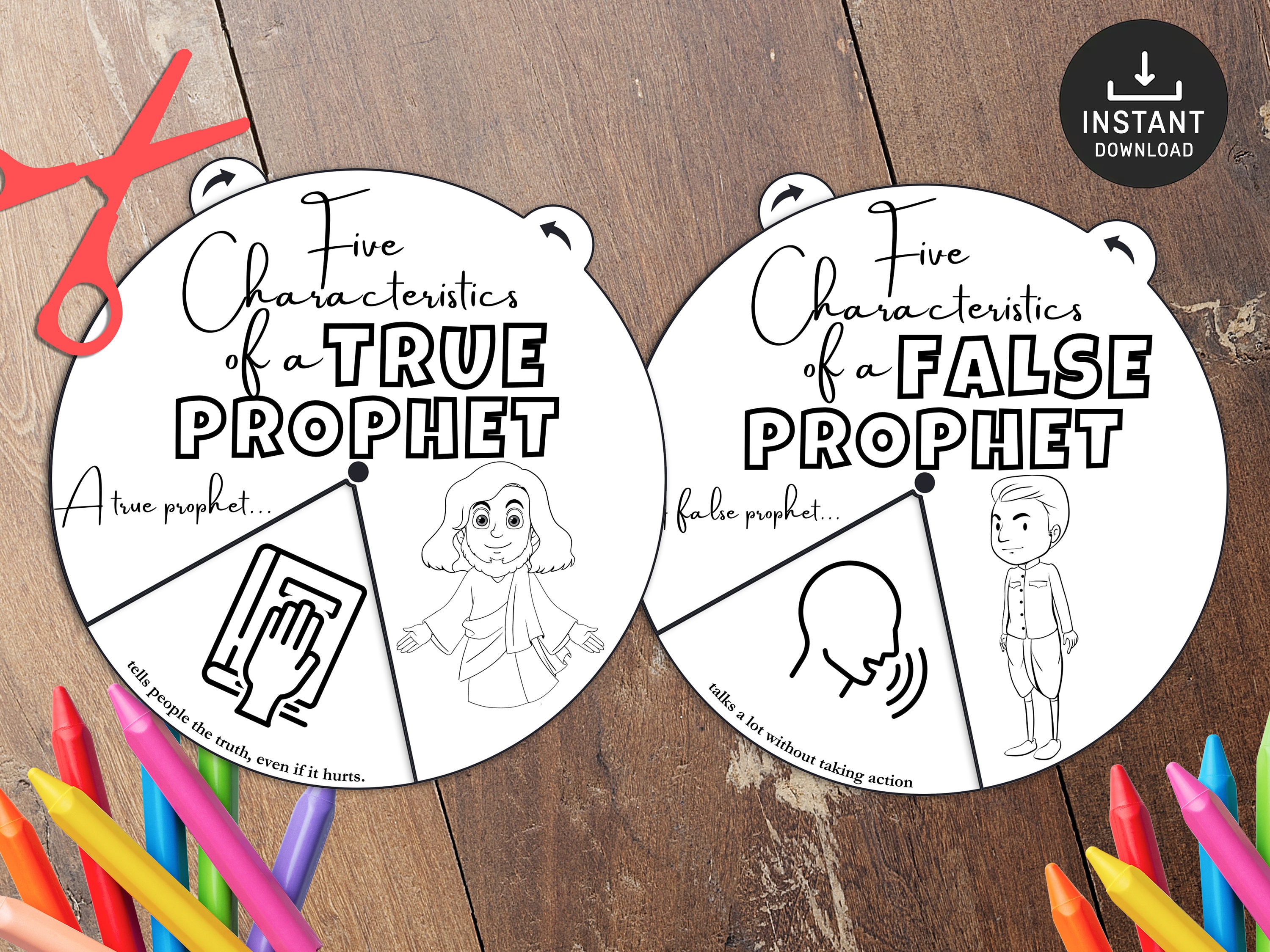 True and False Prophet Coloring Wheel, Printable Bible Activity ...