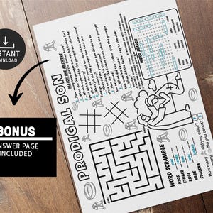 The Prodigal Son Activity Placemat, Bible Activity, Sunday School ...