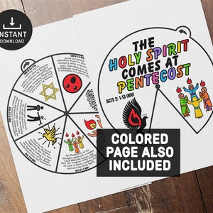 Pentecost Coloring Wheel, Acts 2 Bible Lesson, Sunday School Lesson ...