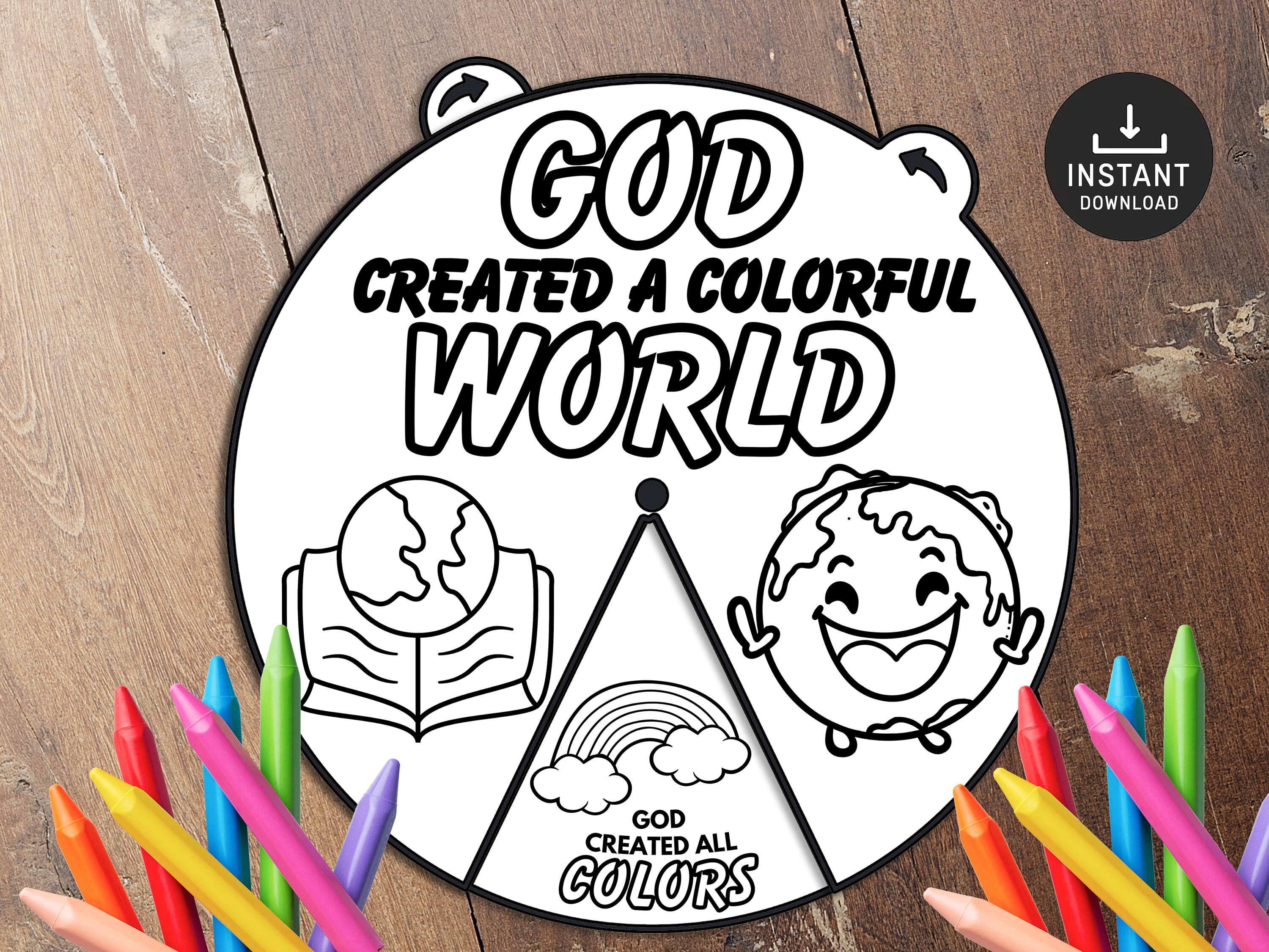 God's Creation Coloring Wheel, Bible Activity, Kids Bible Lesson ...