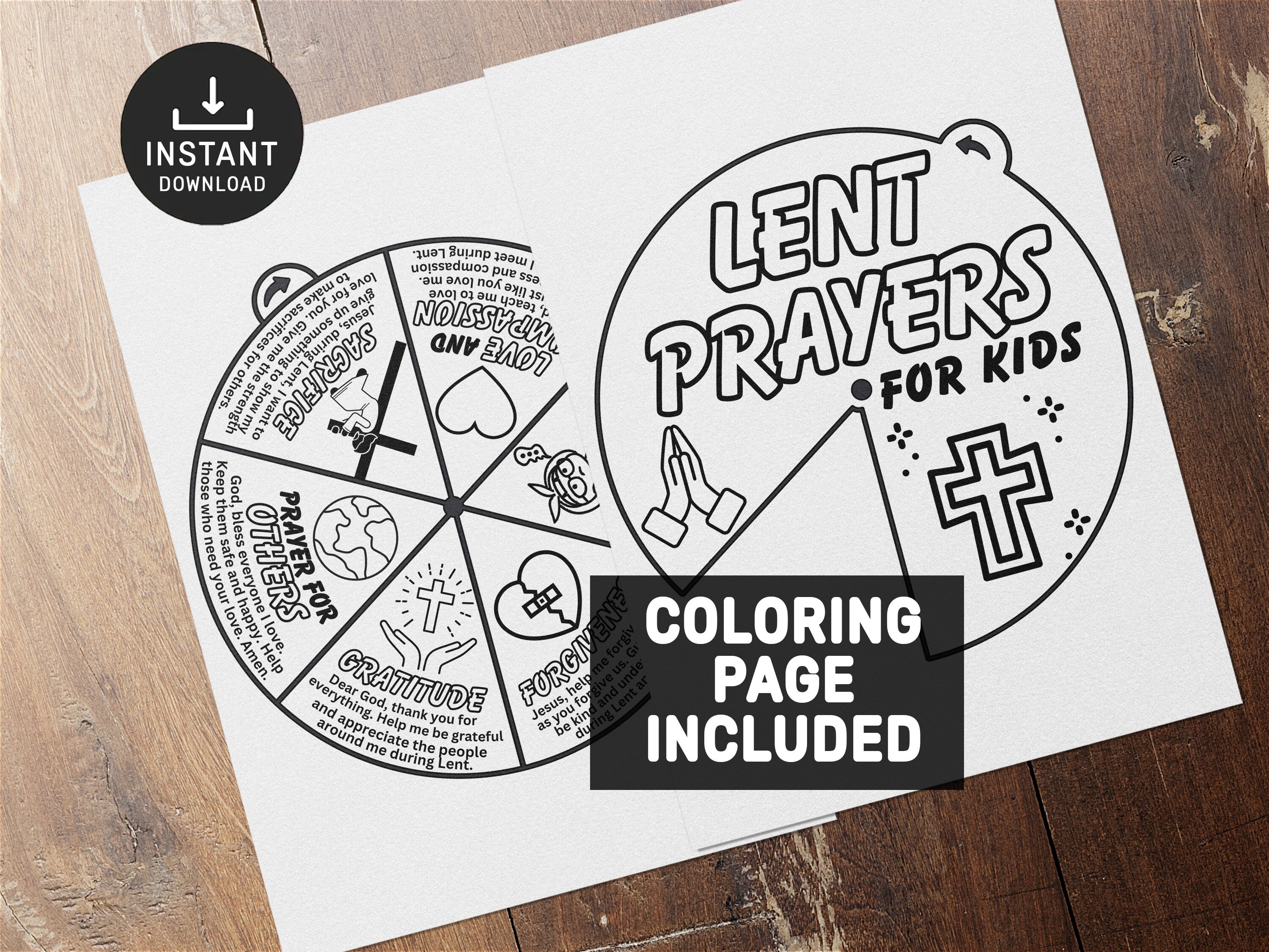 Lent Prayer Coloring Wheel, Lent Activity for Kids, Ash Wednesday Bible ...