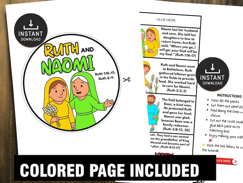 Ruth and Naomi Folding Surprise Bible Story Craft, Kid Bible Lesson ...