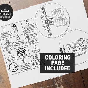 Ten Commandments Bible Story Activity, Sunday School Craft, Printable ...