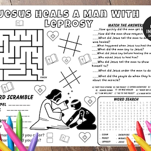 Jesus Heals a Man With Leprosy Activity Placemat, Bible Activity ...