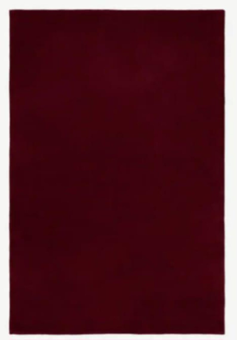 8x10 Burgundy Wool Rug for Living Room Bedroom Solid Plain Maroon Rug ...