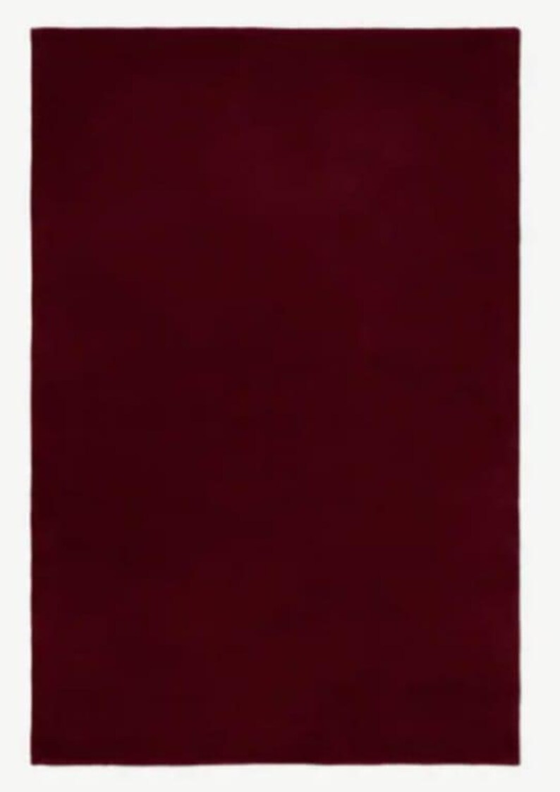 8x10 Burgundy Wool Rug for Living Room Bedroom Solid Plain Maroon Rug ...