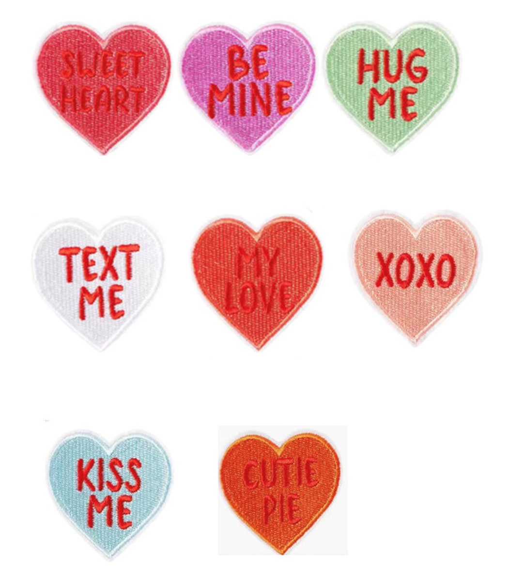 Heart Iron on Patches Conversation Heart Patches Valentine's Day ...