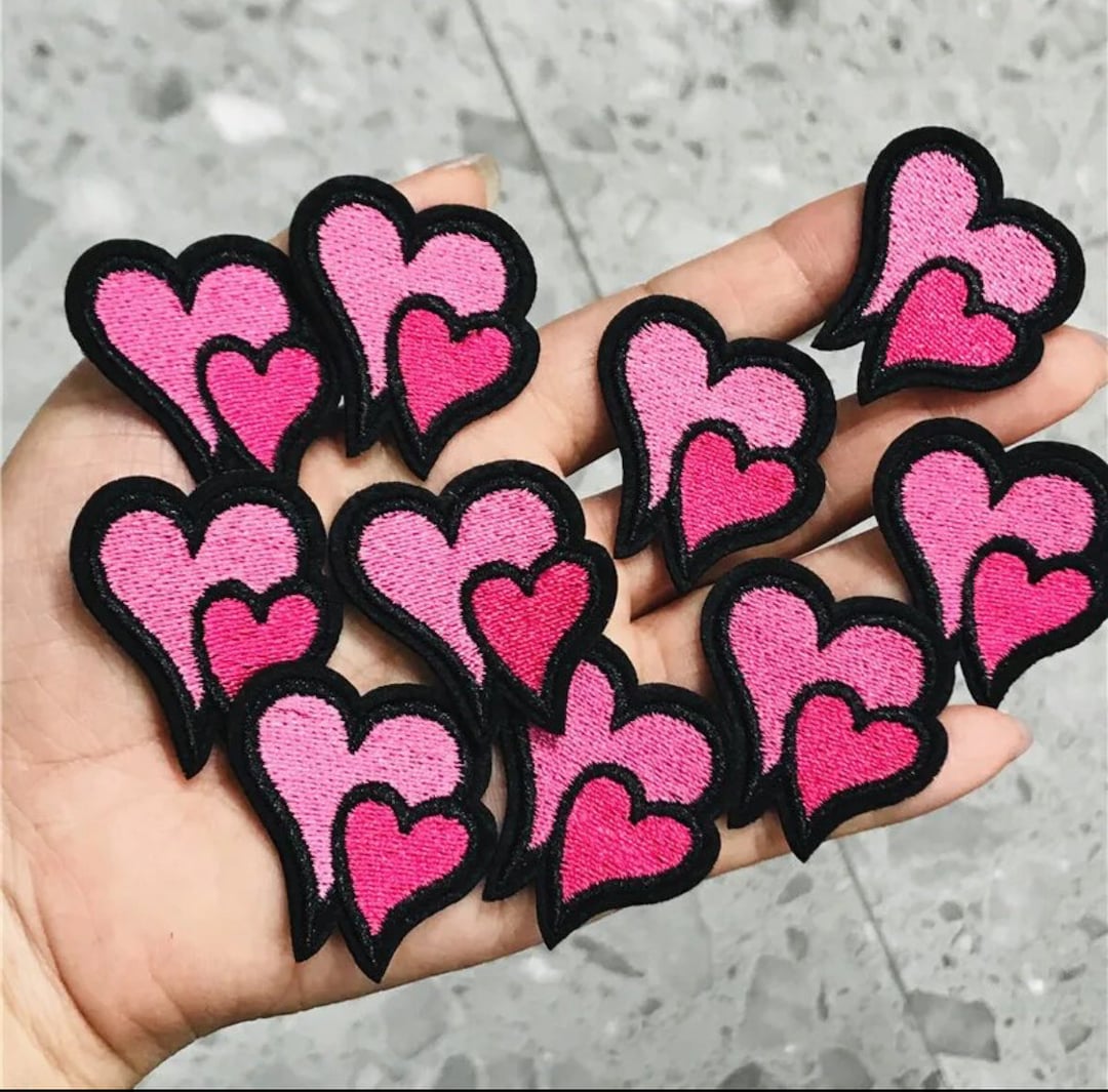 Heart Patch Iron on Heart-shaped Embroidery Patch 2 Color - Etsy