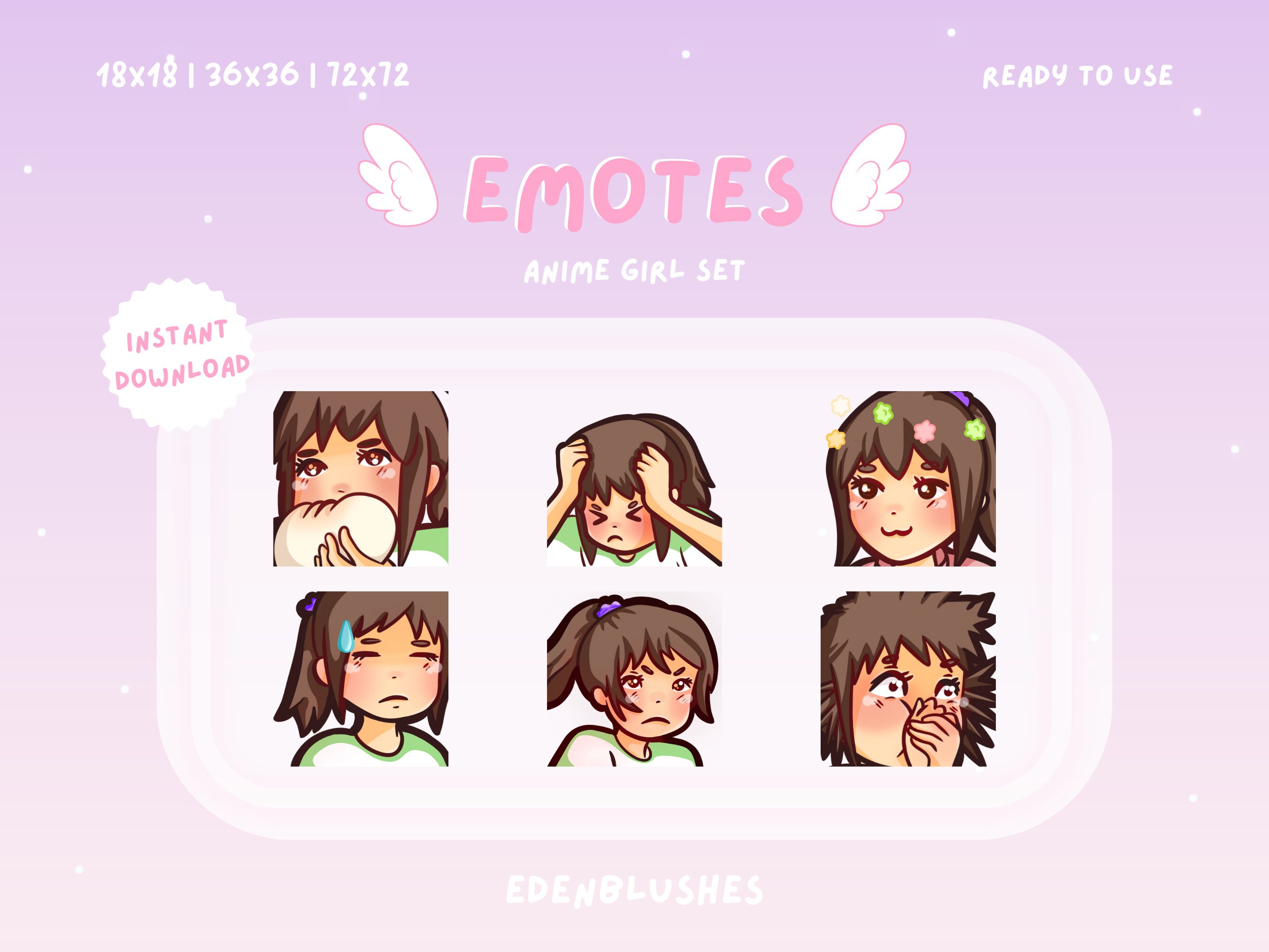 Emotes Anime Girl, Twitch, Discord, Kawaii, Cute, Streamer, Japanese ...