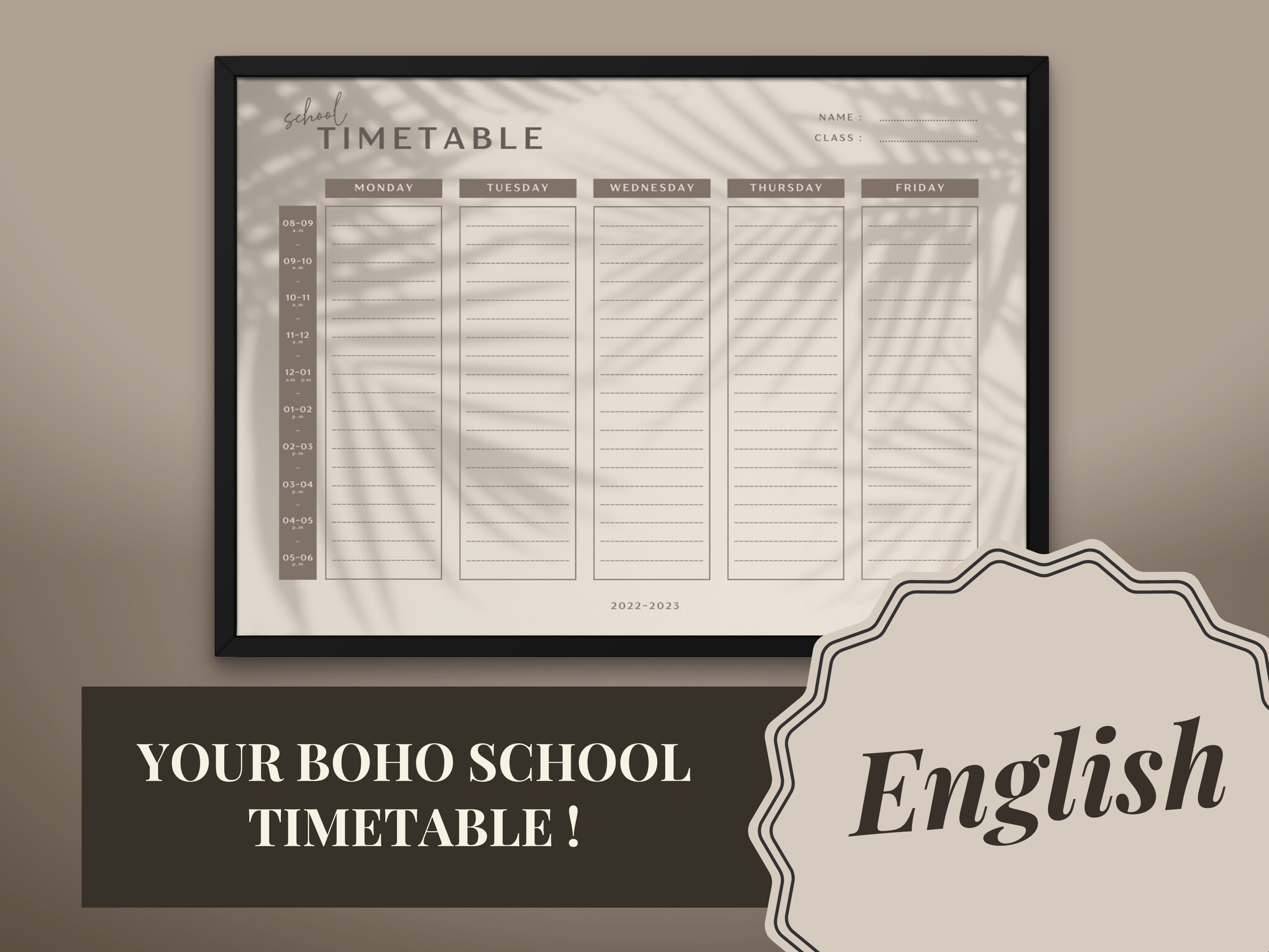 Boho School Timetable Printable • Boho School Timetable Printable - Etsy