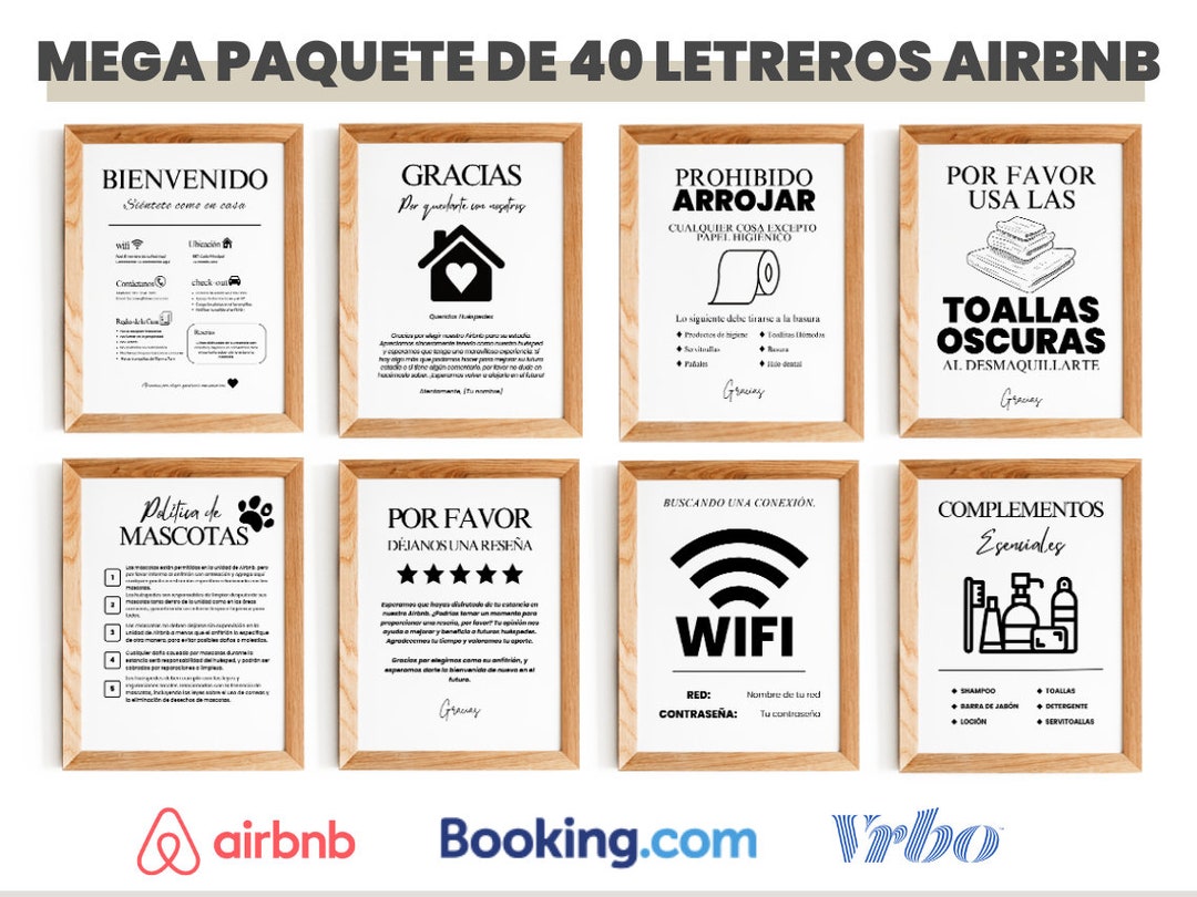 Template: Megapack of 40 Airbnb Signs I Rental House Signs I Simple ...