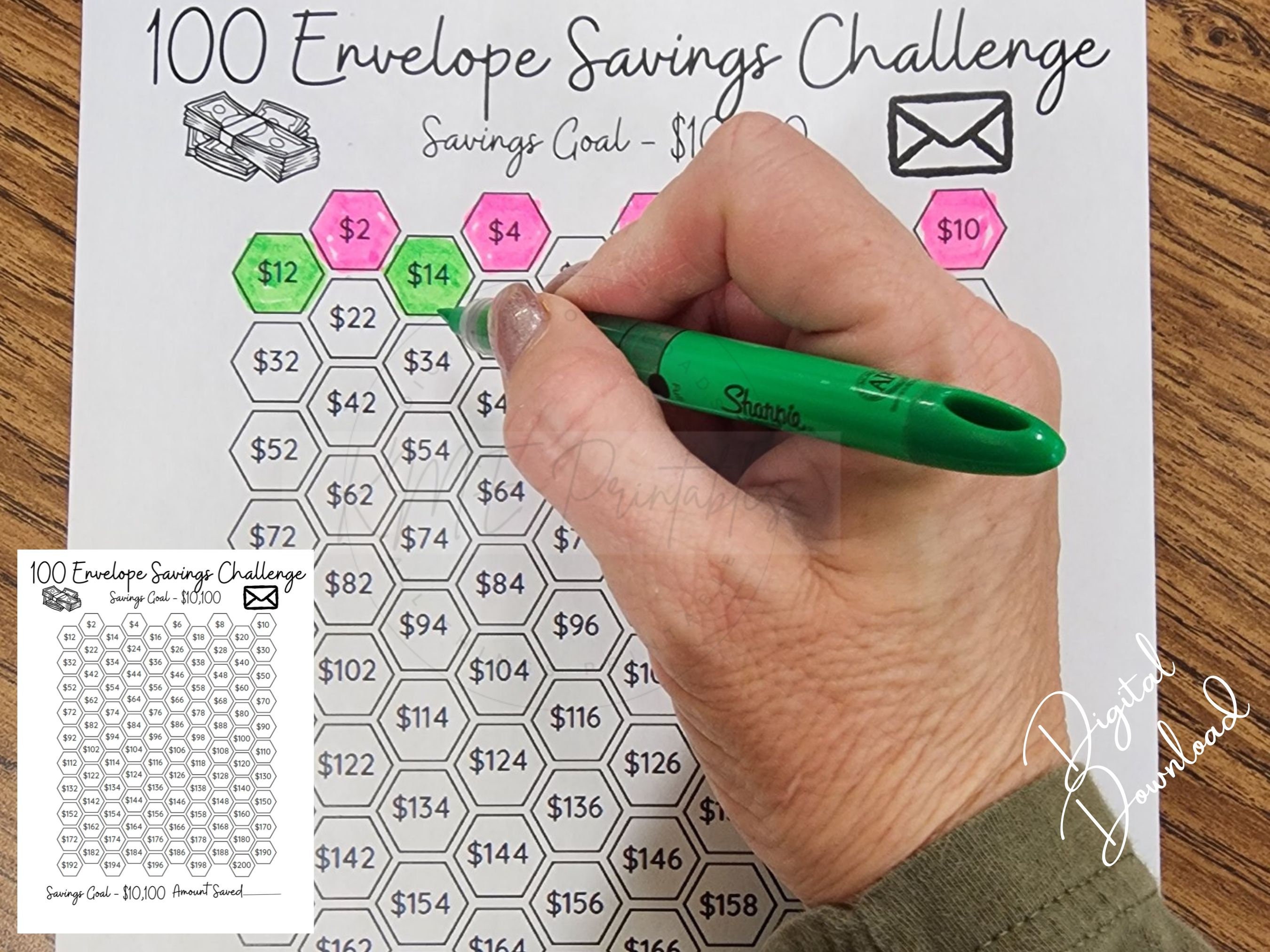 100 Envelope Savings Challenge, Cash Envelope Challenge, Instant ...