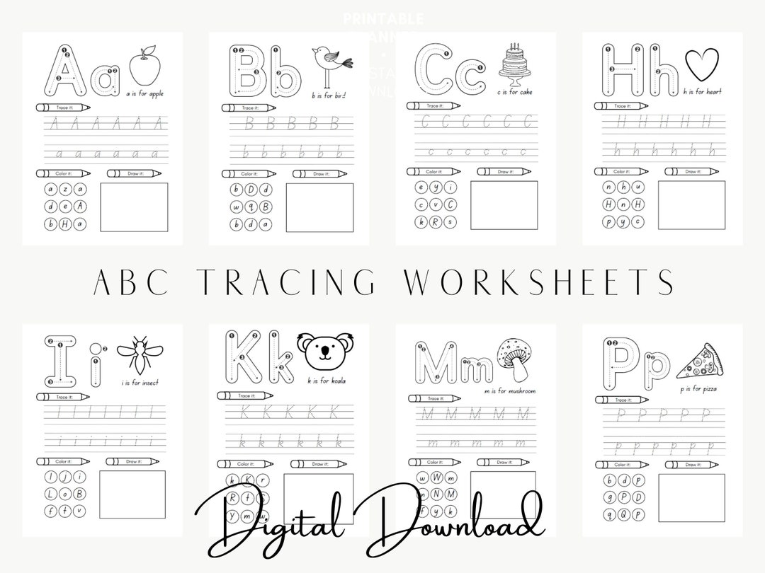 A-Z TRACE-COLOR-DRAW Worksheets-learn to Write-preschool Tracing ...