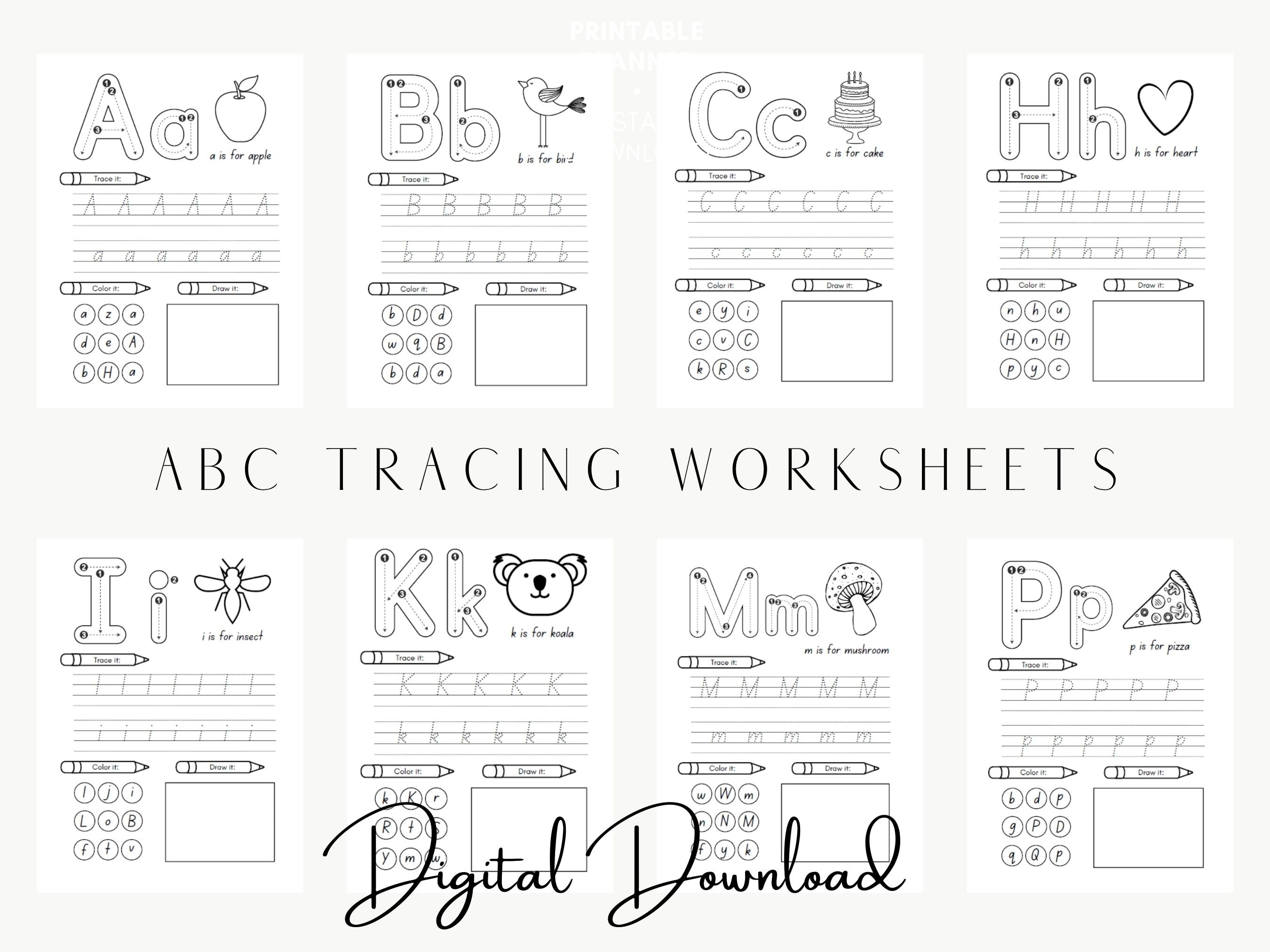 A-Z TRACE-COLOR-DRAW Worksheets-learn to Write-preschool Tracing ...