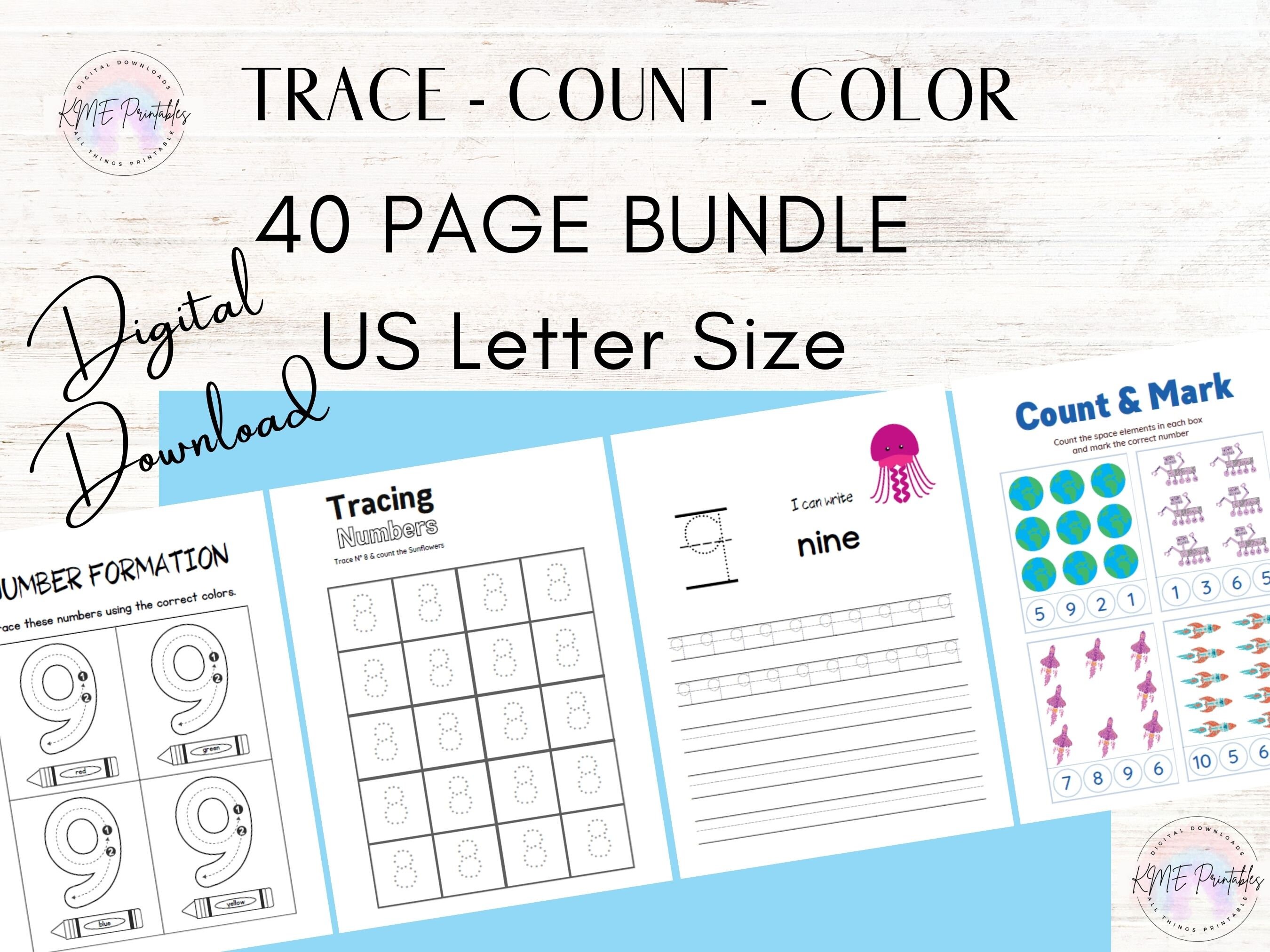 Number Tracing Worksheet Bundle, 40 Pages, Printable Worksheets ...