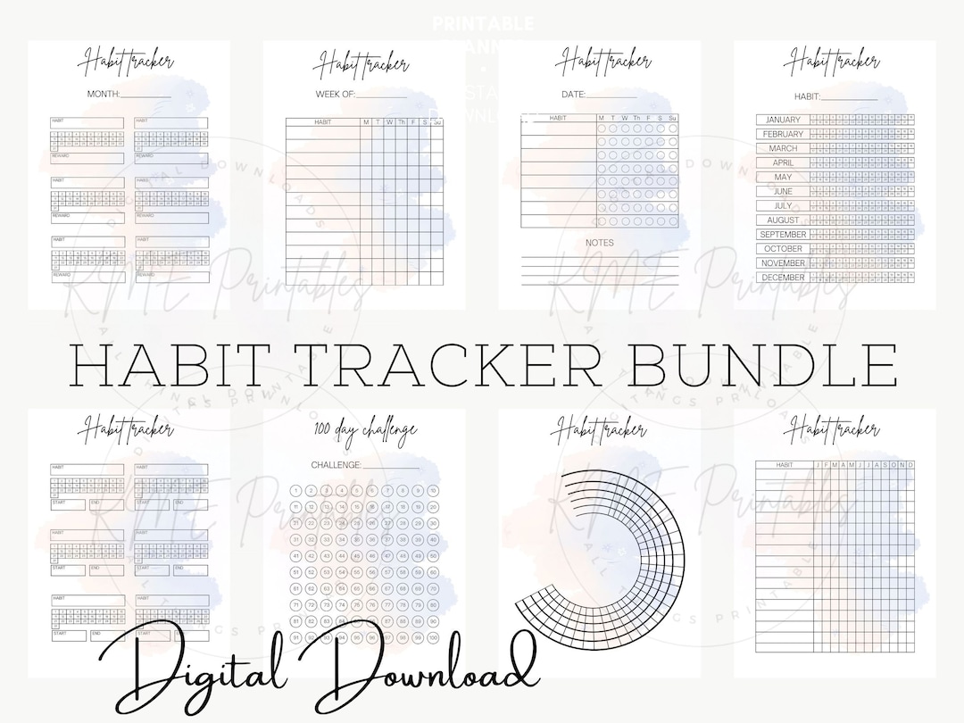 Habit Tracker Bundle - Goal Setting - Monthly Weekly Daily Planner ...