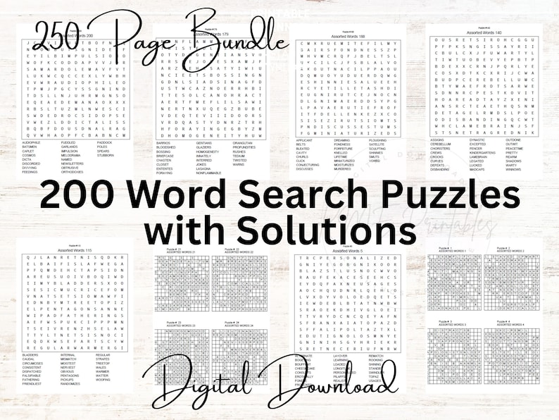200 Printable Word Search Puzzles With Solutions, Mind Games, Word ...