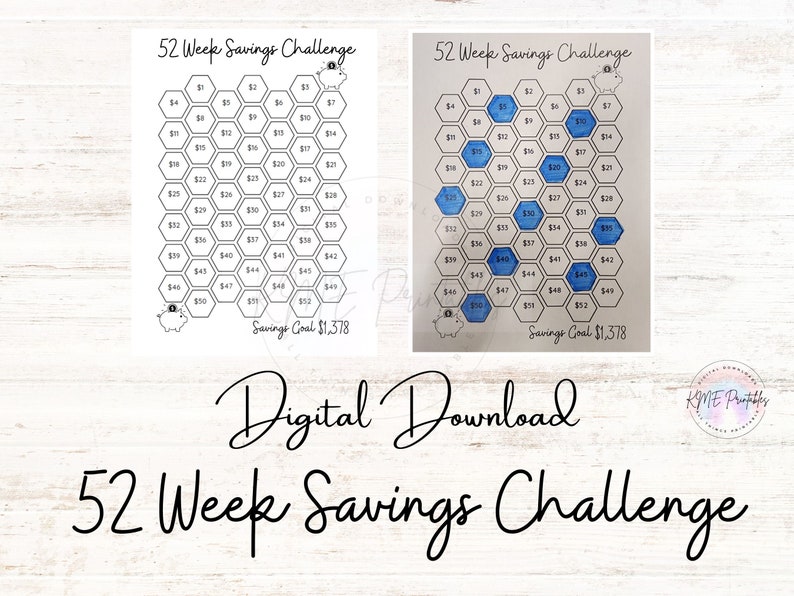 52 Week Savings Challenge, Saving Tracker, Digital Download - Etsy