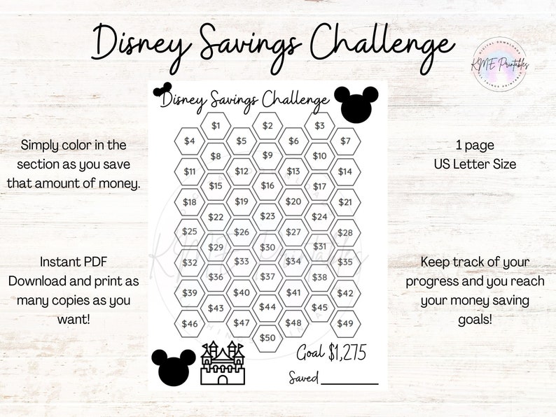 Magical Vacation Savings Challenge, Printable Savings Challenge ...
