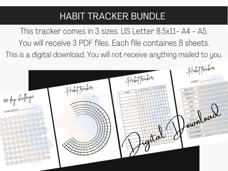 Habit Tracker Bundle - Goal Setting - Monthly Weekly Daily Planner ...