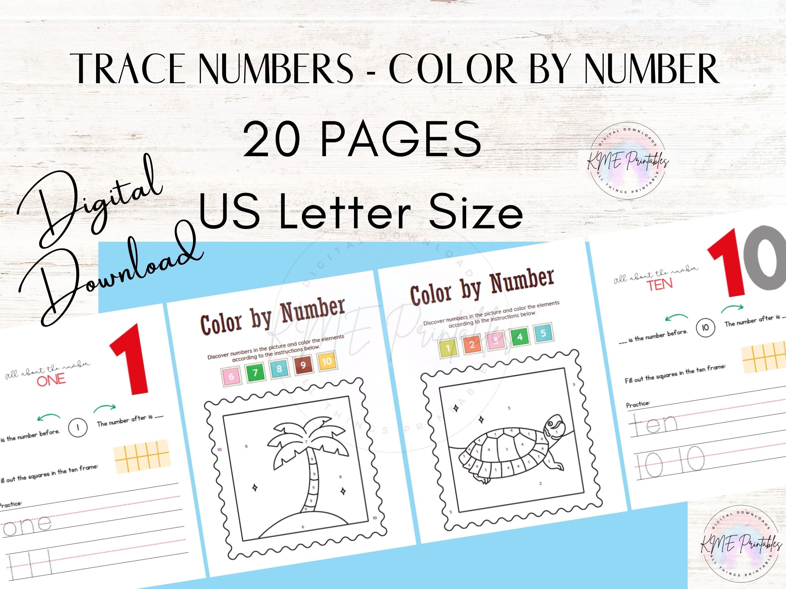 Number Tracing Worksheets, Color by Number, Printable Number Activities ...