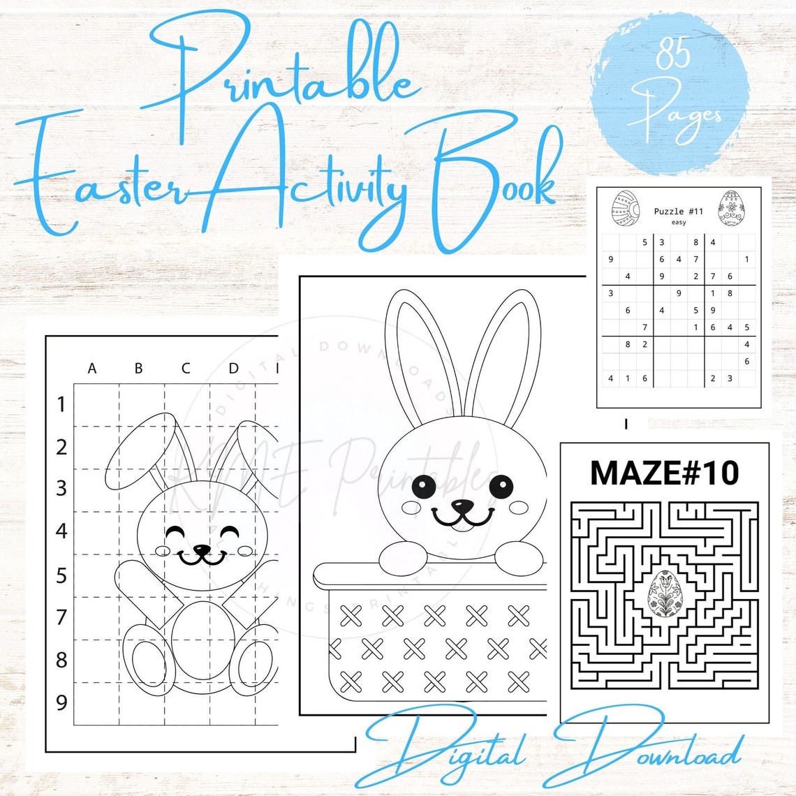 Printable Easter Bundle, 85 Pages or Coloring, Drawing, and Puzzles ...