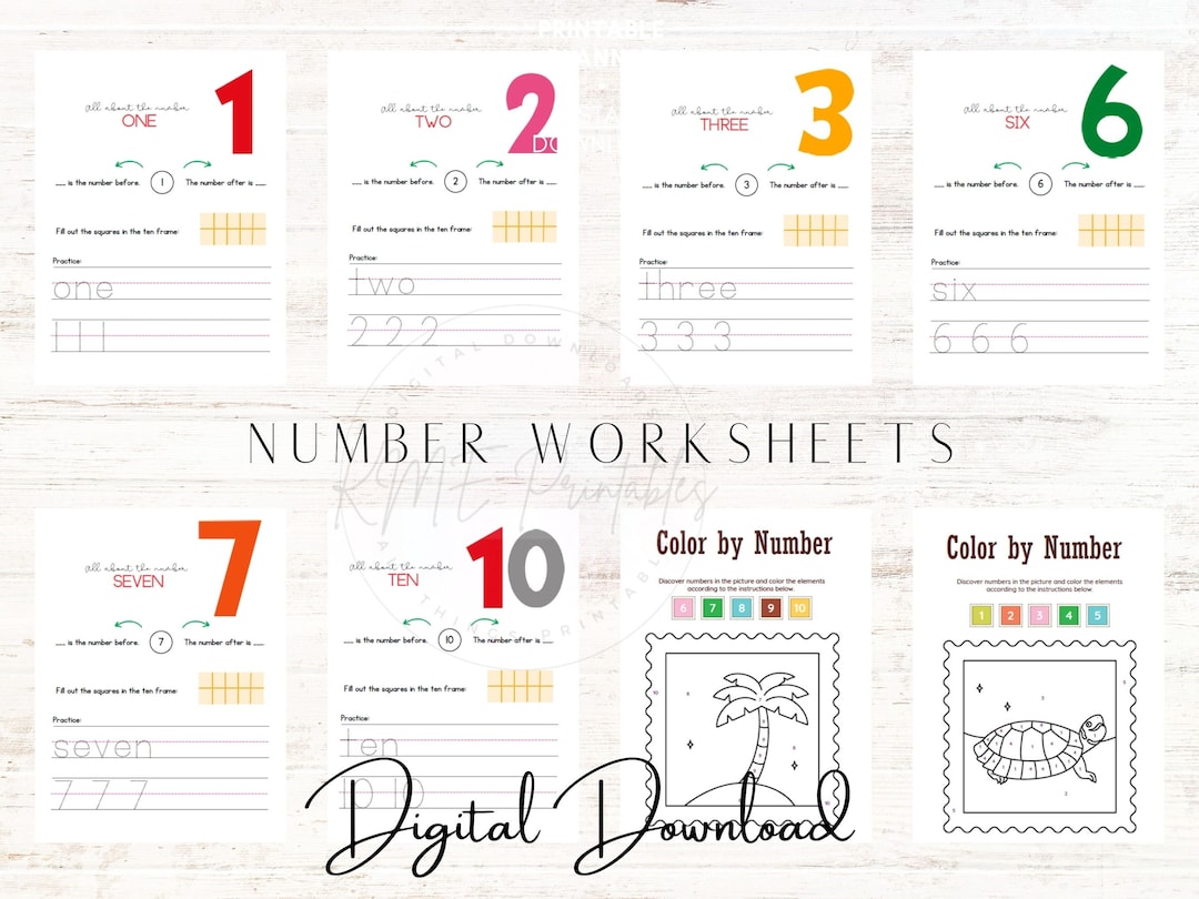 Number Tracing Worksheets, Color by Number, Printable Number Activities ...