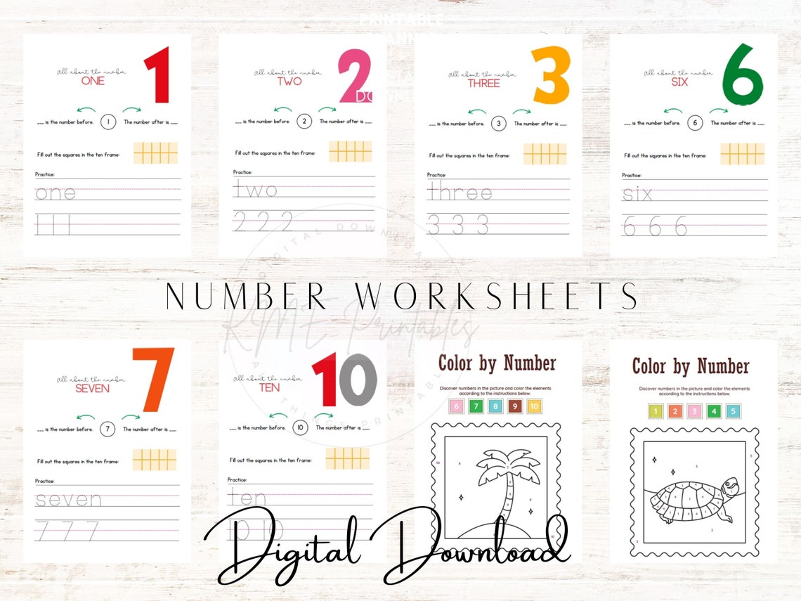 Number Tracing Worksheets, Color by Number, Printable Number Activities ...