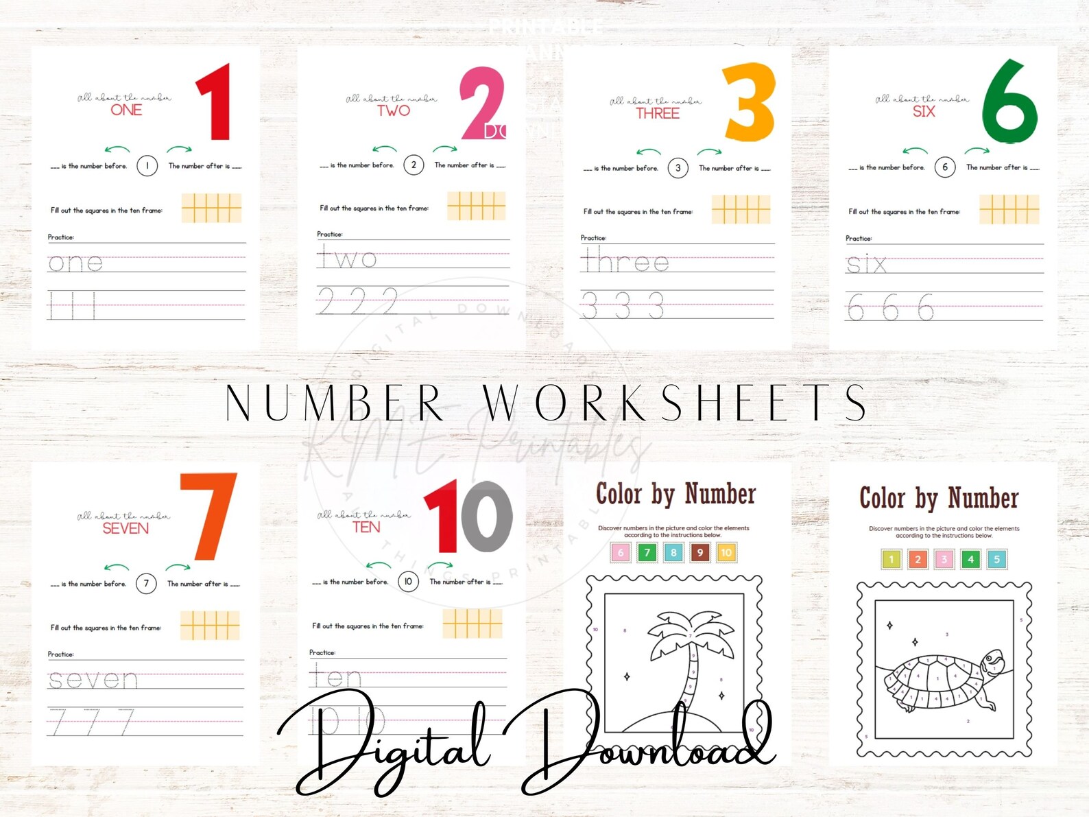 Number Tracing Worksheets, Color by Number, Printable Number Activities ...