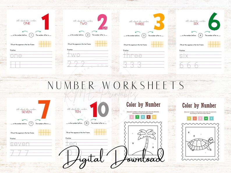 Number Tracing Worksheets, Color by Number, Printable Number Activities ...