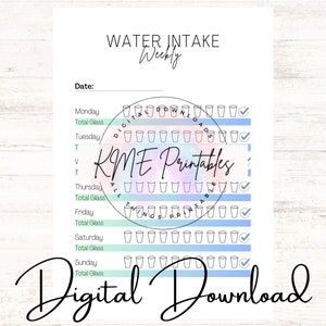 Weekly Water Intake Tracker, Water Intake Log, Water Tracker Printable ...