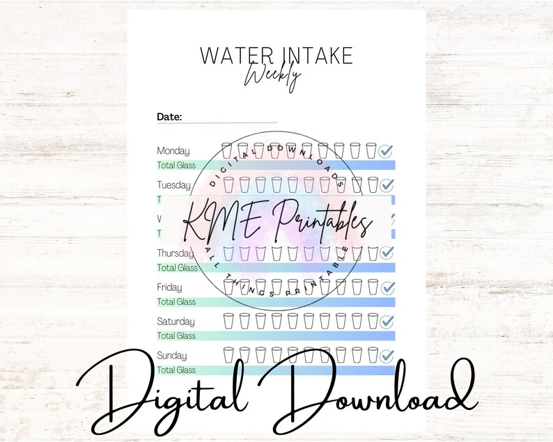 Weekly Water Intake Tracker, Water Intake Log, Water Tracker Printable ...