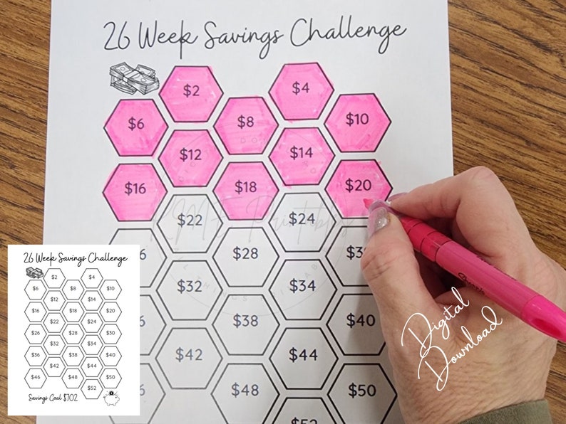 26 Week Challenge, Savings Tracker, Instant Download - Etsy
