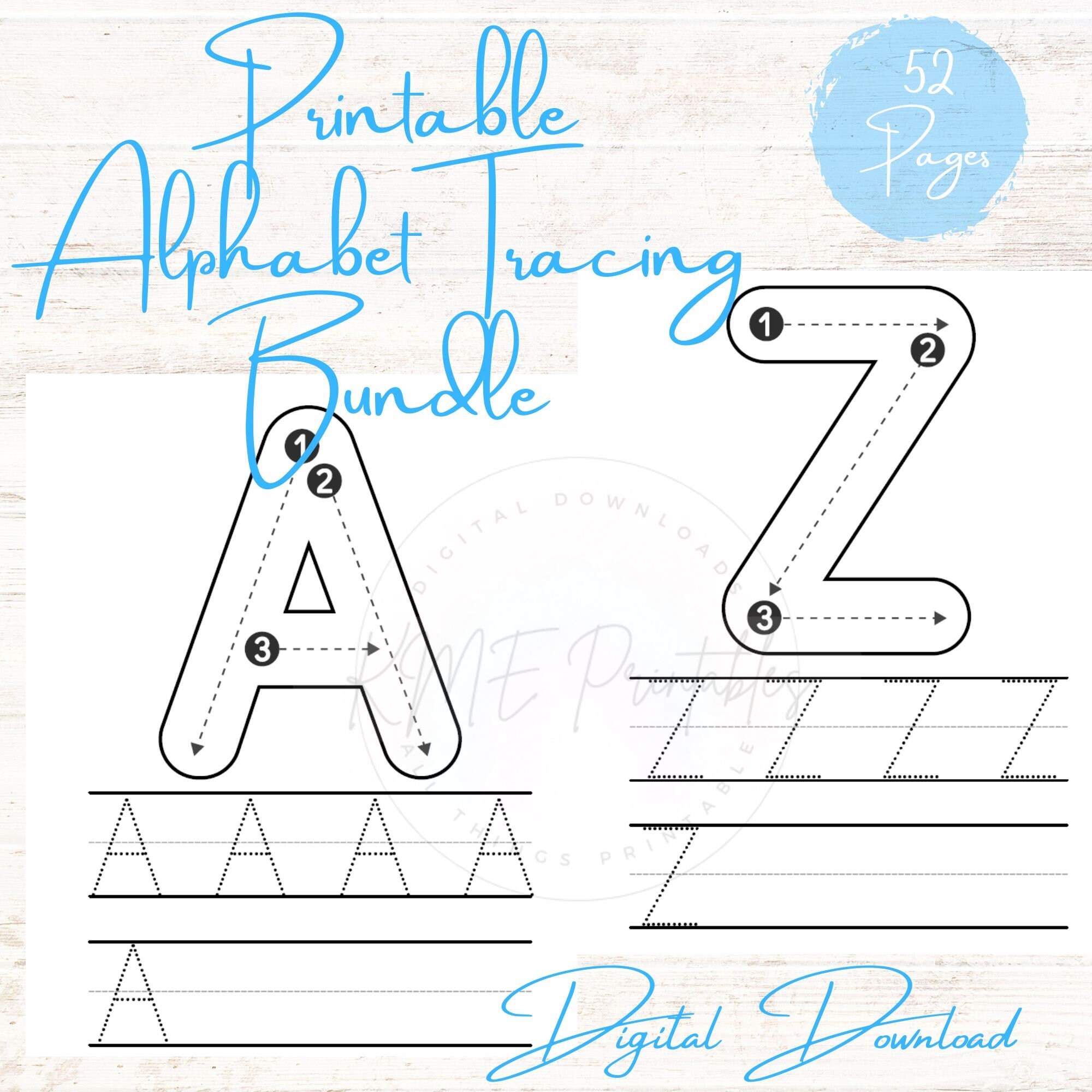 Printable Alphabet Tracing Bundle Digital Download Letter Tracing A-Z ...