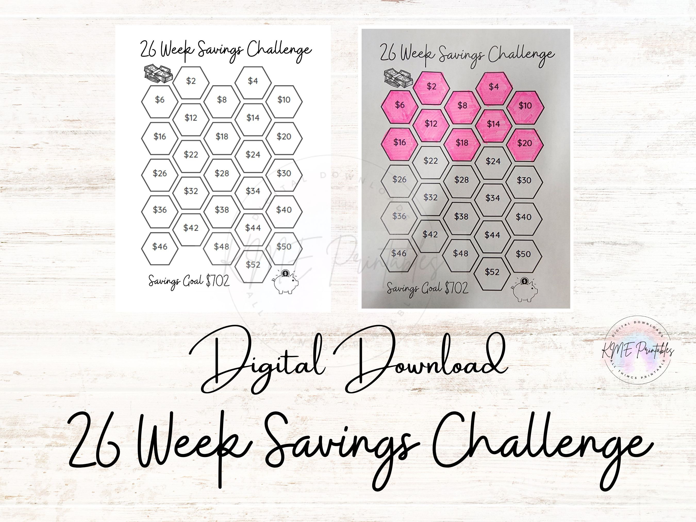 26 Week Challenge, Savings Tracker, Instant Download - Etsy