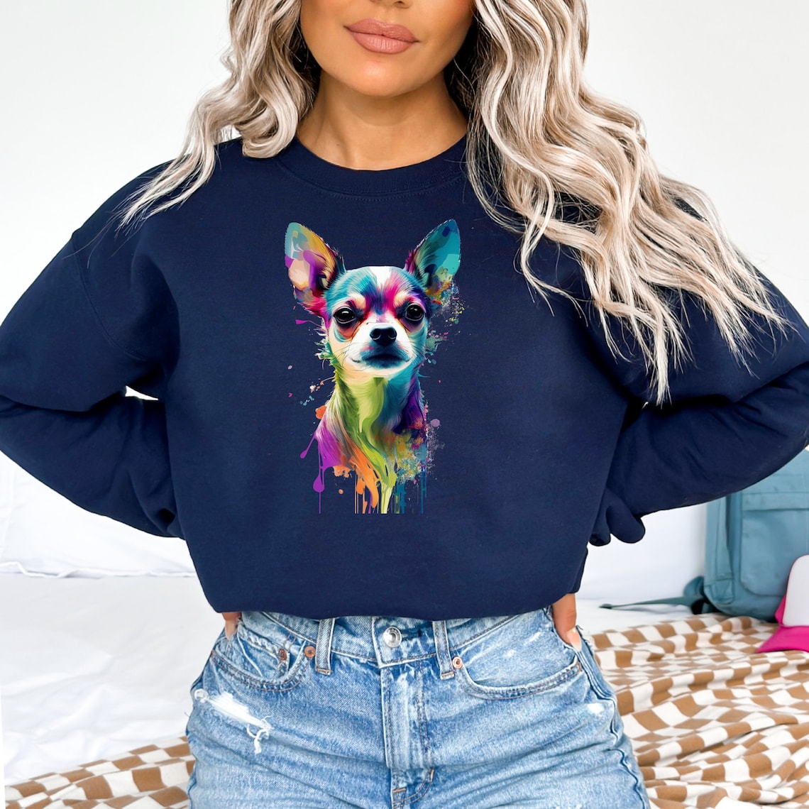 Cute Chihuahua Dog Sweatshirt, Chihuahua Crewneck Sweat Shirt, Chichi ...