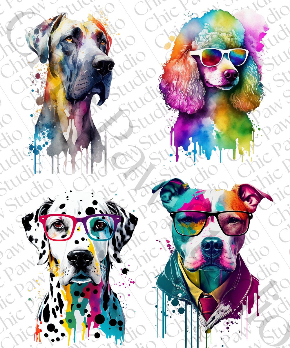 Color Pop Dog PNG Bundle Color Pop Dog Sublimation for - Etsy
