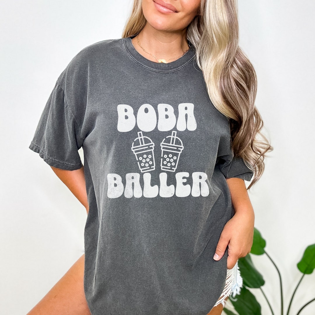 Boba Shirt, Women's Boba Baller Shirt, Pearl Milk Tea, Bubble Tea Tee ...