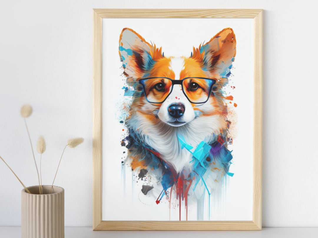 Cute Corgi Dog Art, Corgi Digital Wall Art, Corgi Dog Poster, Dog Pop ...
