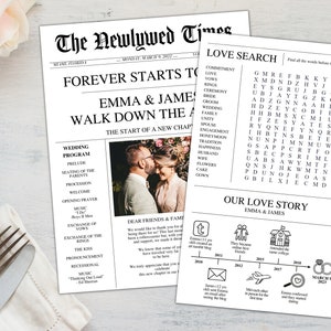 Newspaper Wedding Program Template Edit on Canva Fully - Etsy