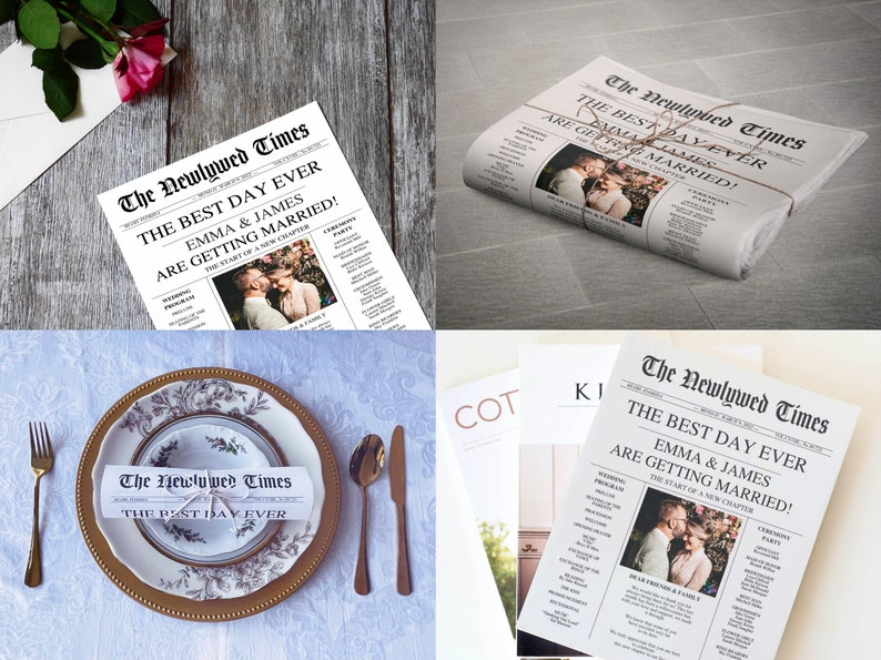 Newspaper Wedding Program Template Edit on Canva Fully - Etsy