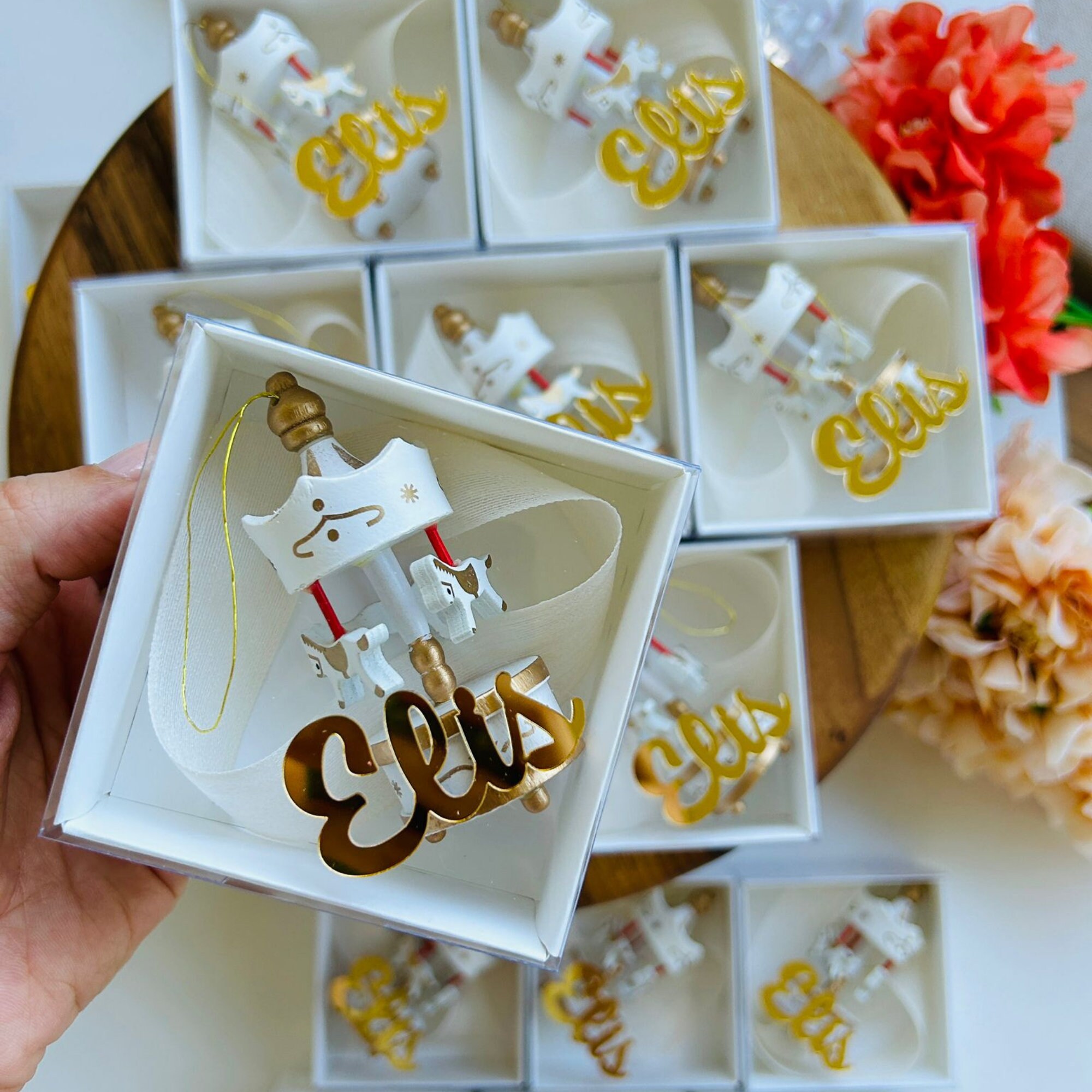 White Carnival Party Favors, Carousel Theme Gift, Carousel Favor Box ...