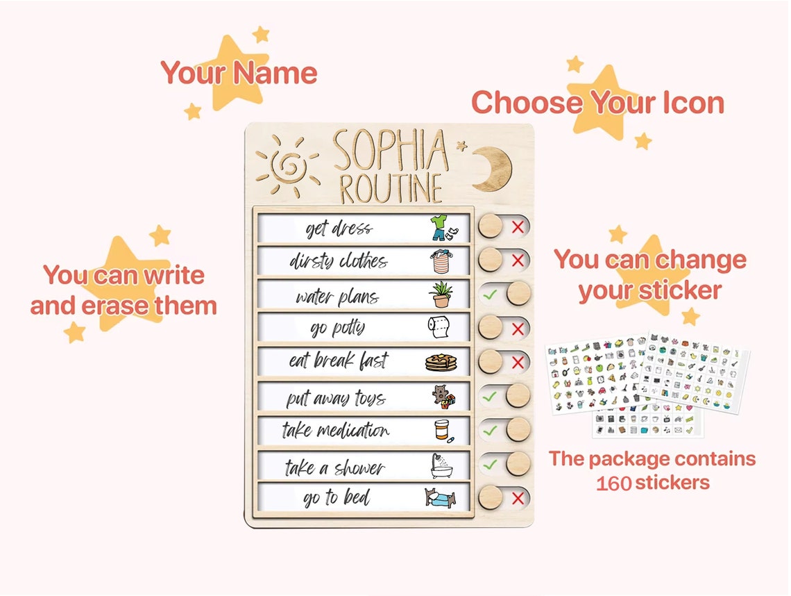 Sliding Routine Chart for Kids To-do List Routine Chart - Etsy