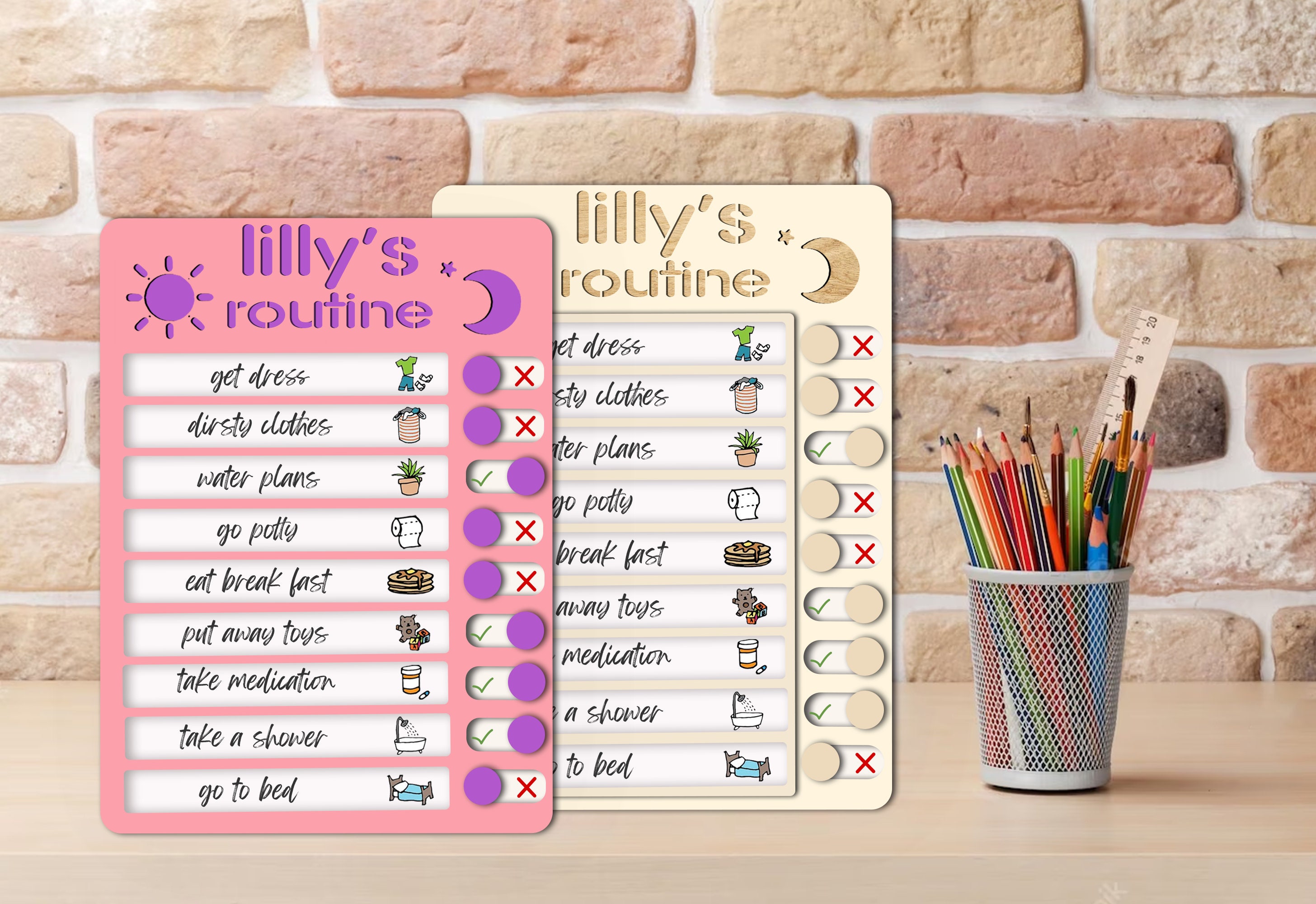 Sliding Routine Chart for Kids To-do List Routine Chart - Etsy