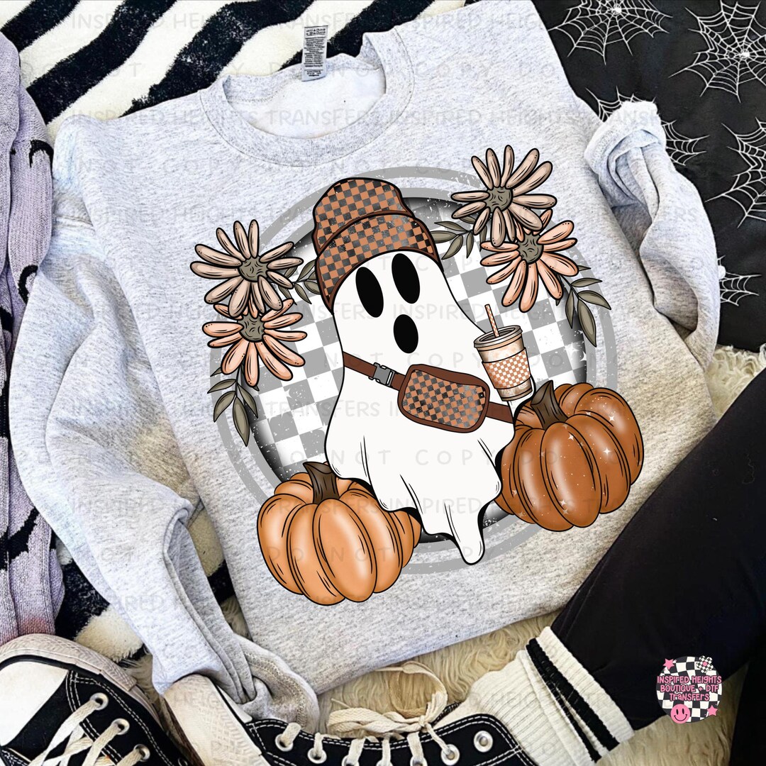 Boujee Halloween Ghost DTF Heat Transfer Ready to Presscoffee Pumpkin Direct to Filmfall Iron on ...