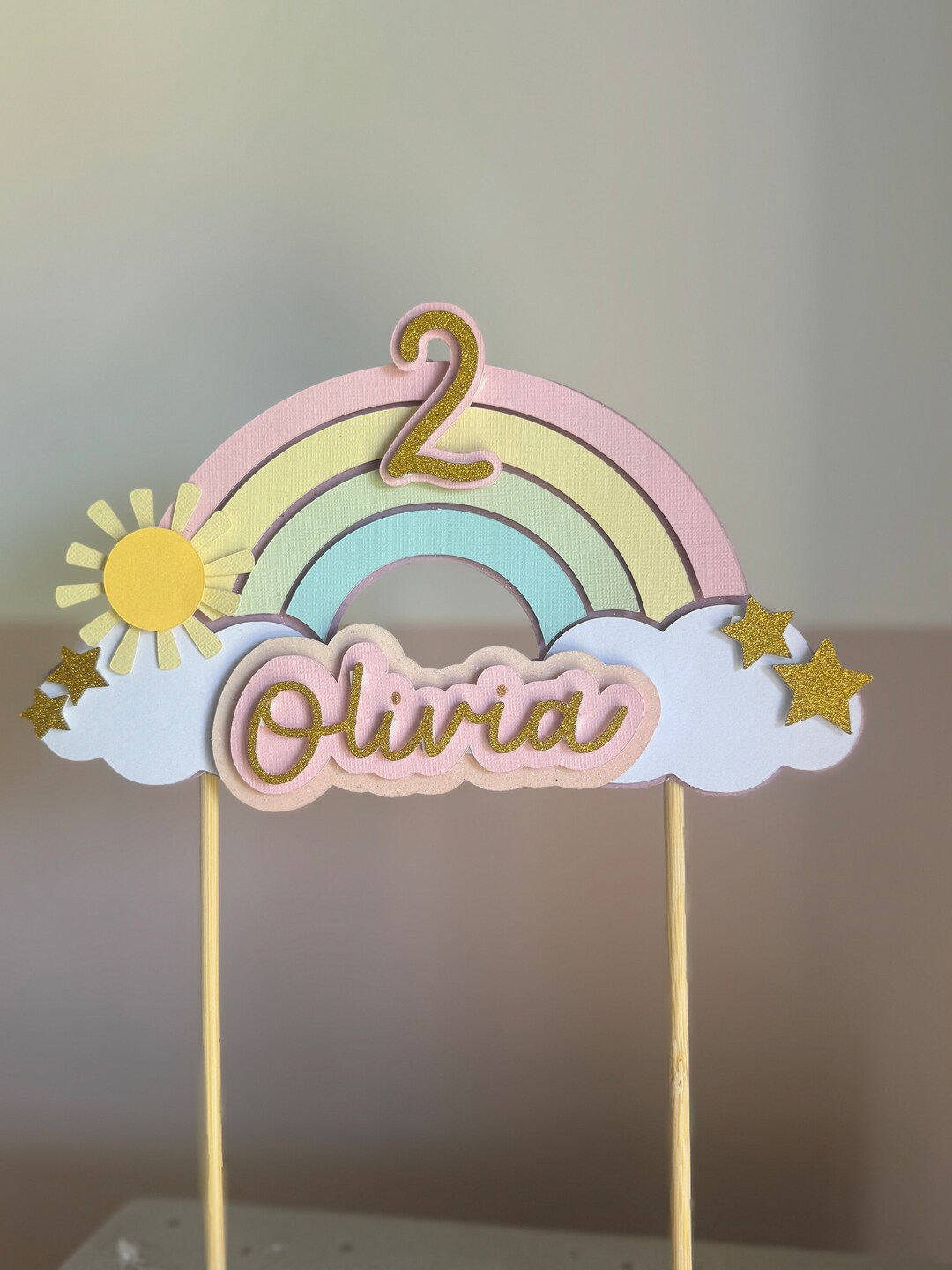 Rainbow Cake Topper - Etsy